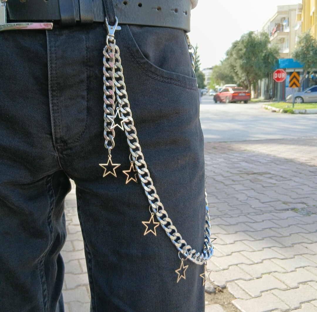 Metal Punk Rock Layered Chain Keychains for Men Women Waist Key Chain ...