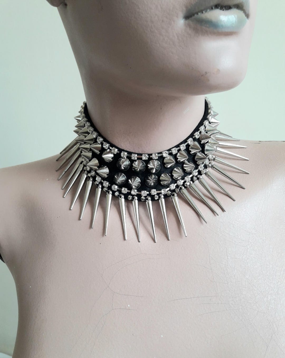 Silver Spiked Choker,gothic Collar,a Piece Gothic Neck Accessories ...