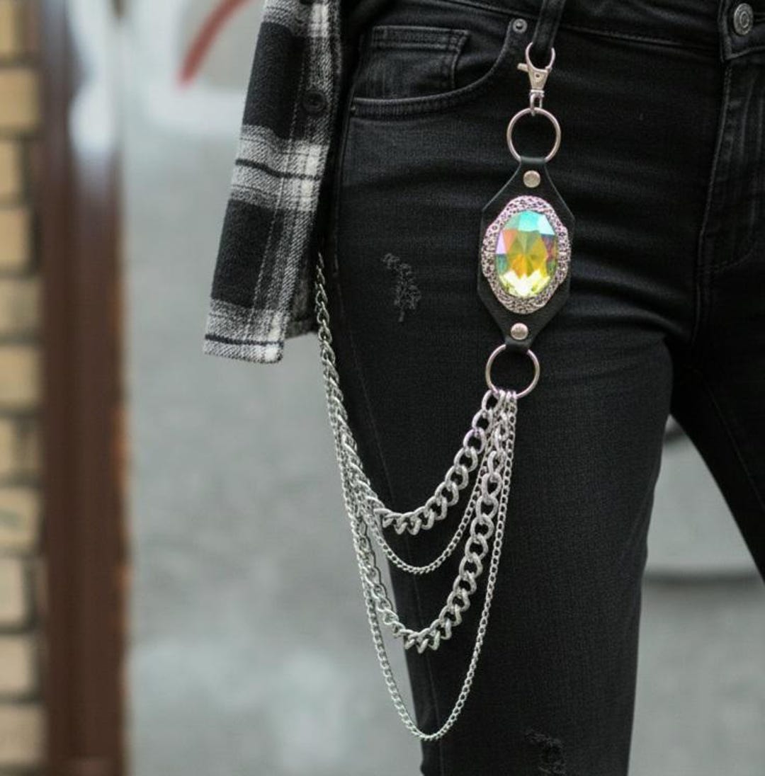Metal Punk Rock Layered Chain Keychains for Men Women Waist Key Chain ...