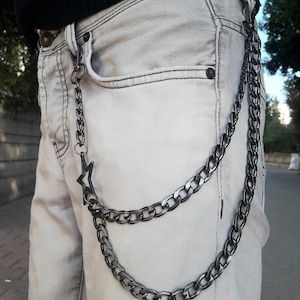 Metal Punk Rock Layered Chain Keychains for Men Women Waist Key Chain ...