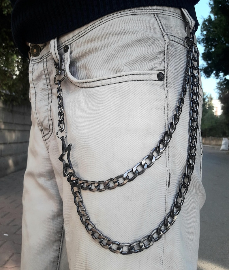 Metal Punk Rock Layered Chain Keychains for Men Women Waist Key Chain ...