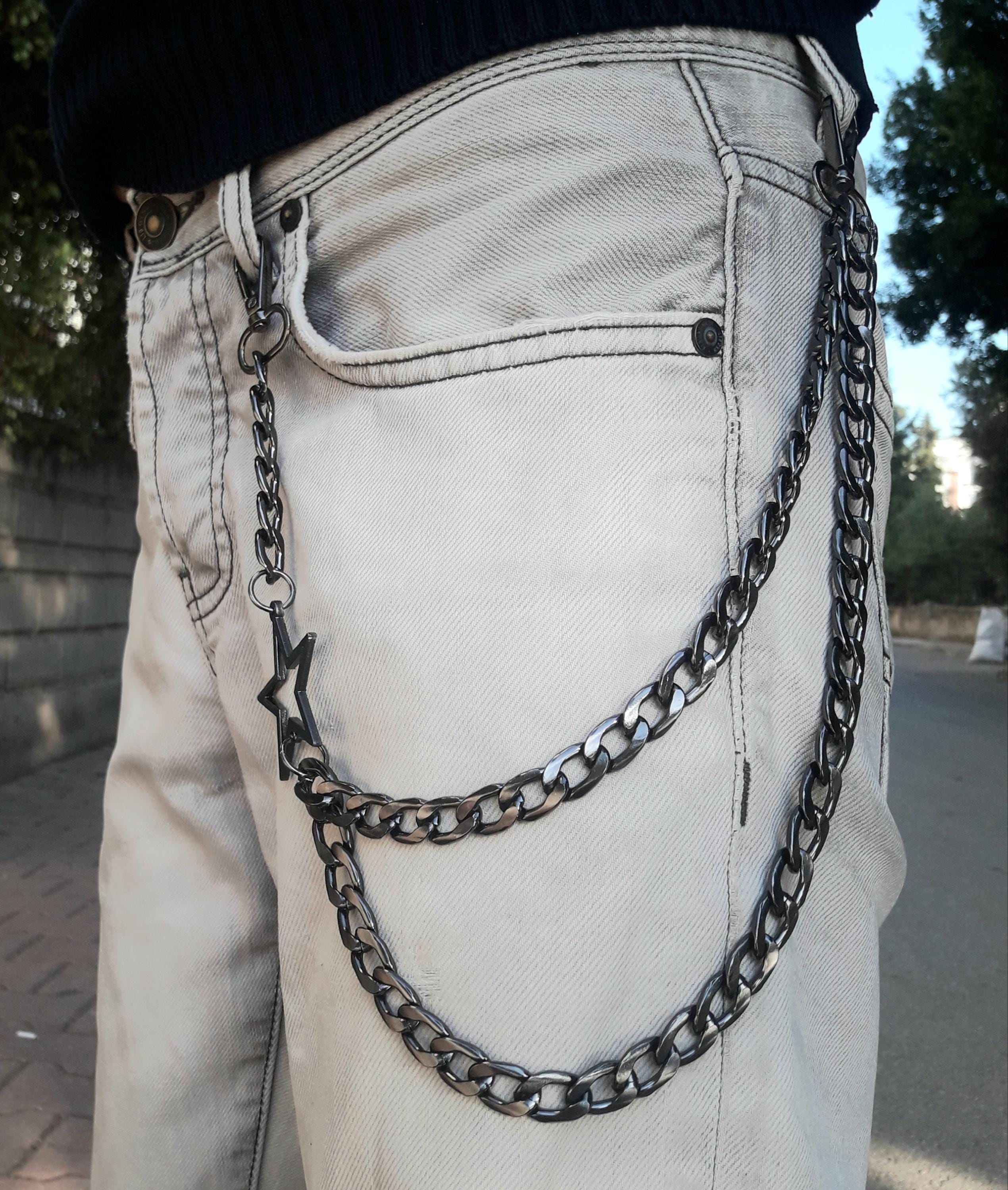 Metal Punk Rock Layered Chain Keychains for Men Women Waist Key Chain ...