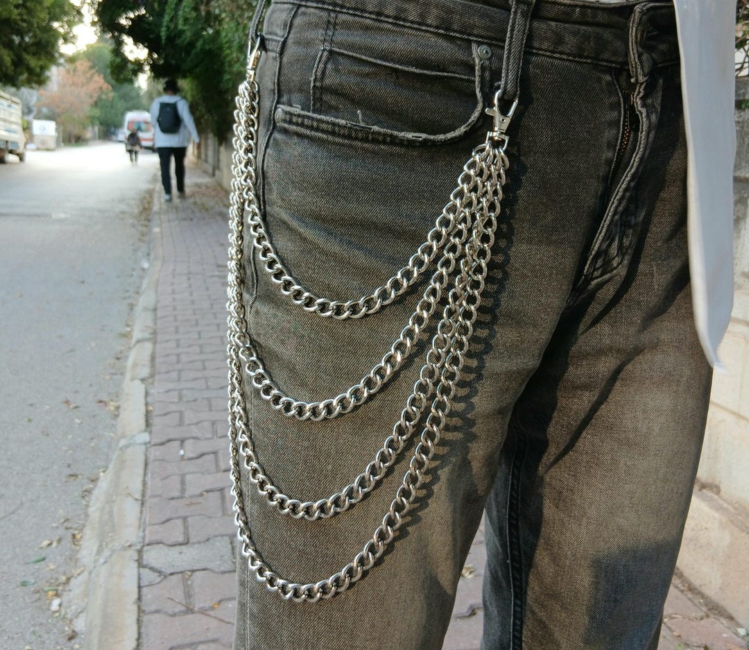 Metal Punk Rock Layered Chain Keychains for Men Women Waist Key Chain ...