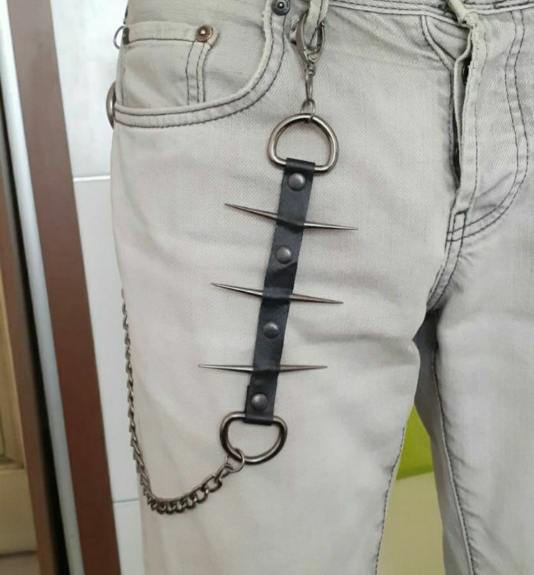 Spike Pants Chain Buckle on the Jeans Pants Aesthetic Accessories Jeans ...