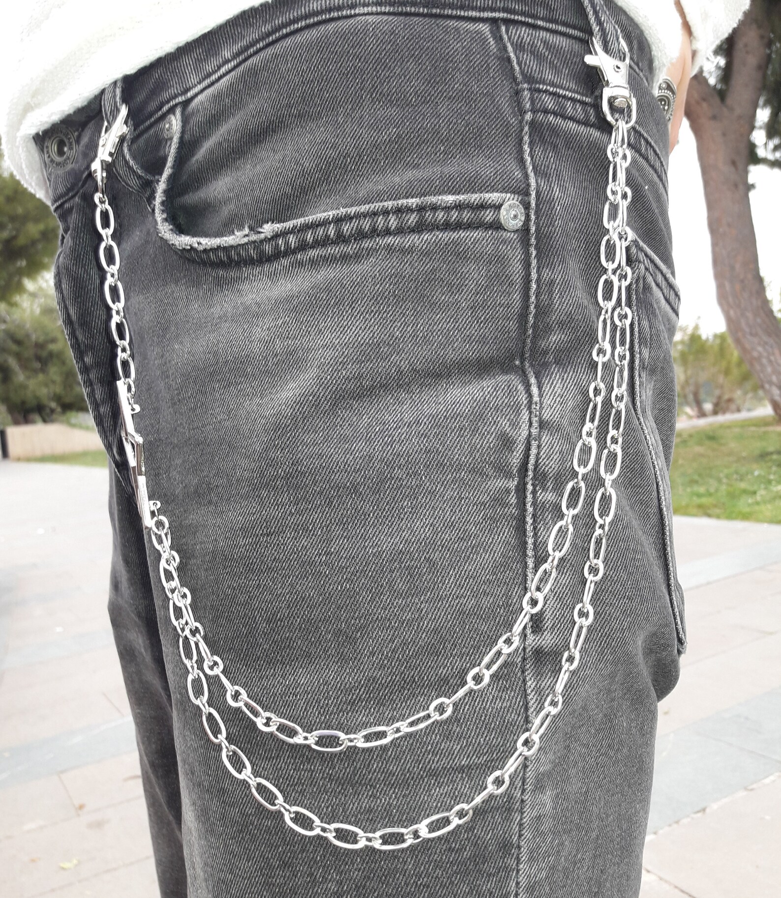 Metal Punk Rock Layered Chain Keychains for Men Women Waist Key Chain ...