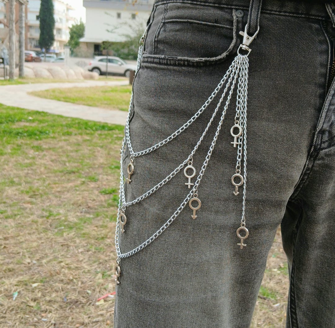 Metal Punk Rock Layered Chain Keychains for Men Women Waist Key Chain ...