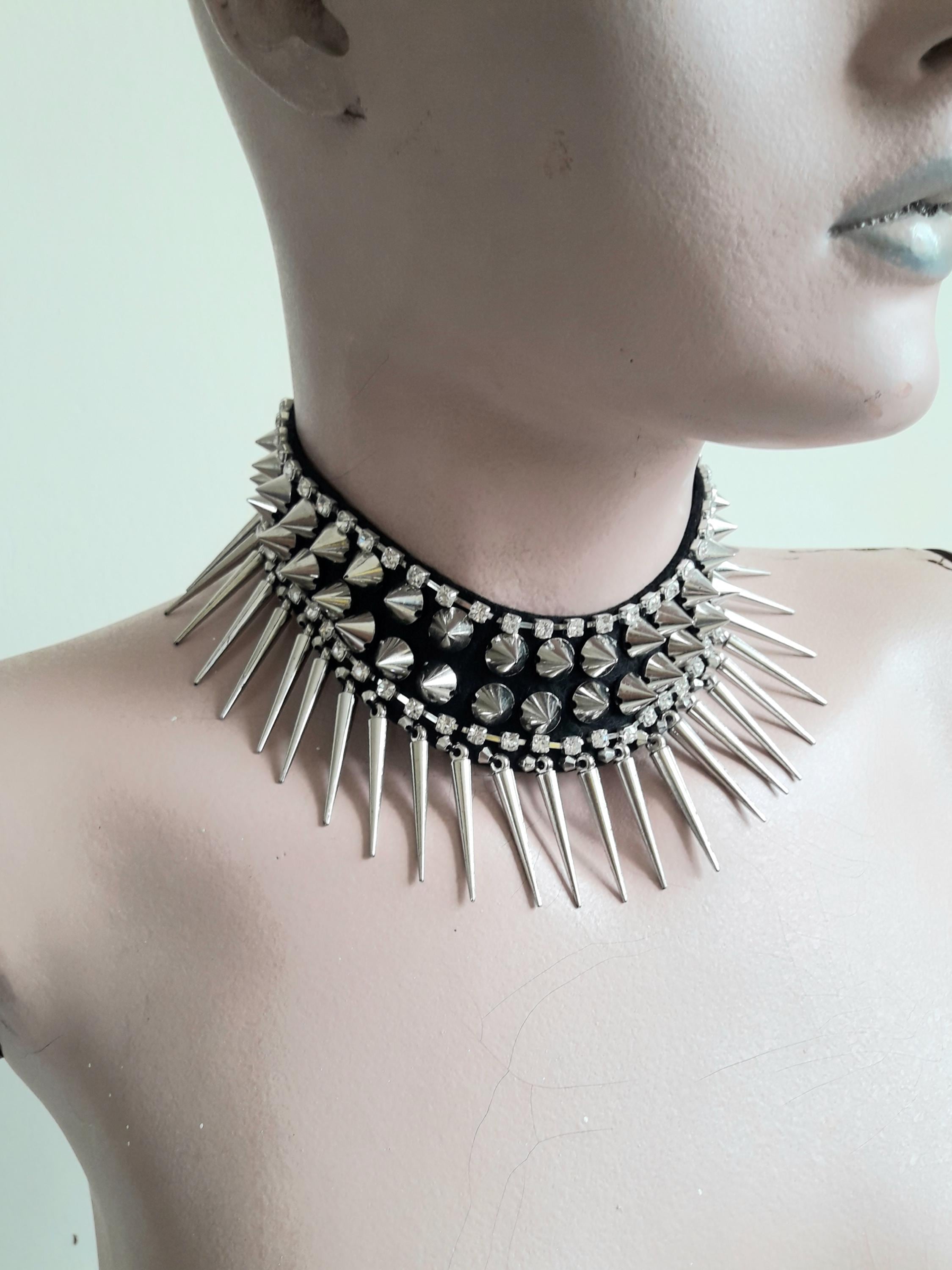 Silver Spiked Choker,gothic Collar,a Piece Gothic Neck Accessories ...