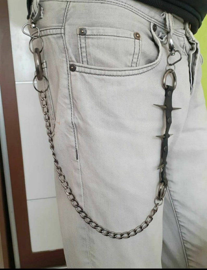 Spike Pants Chain Buckle on the Jeans Pants Aesthetic Accessories Jeans ...