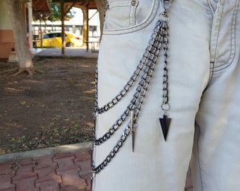 Metal Punk Rock Layered Spike Chain Keychains for Men Women Waist Key ...