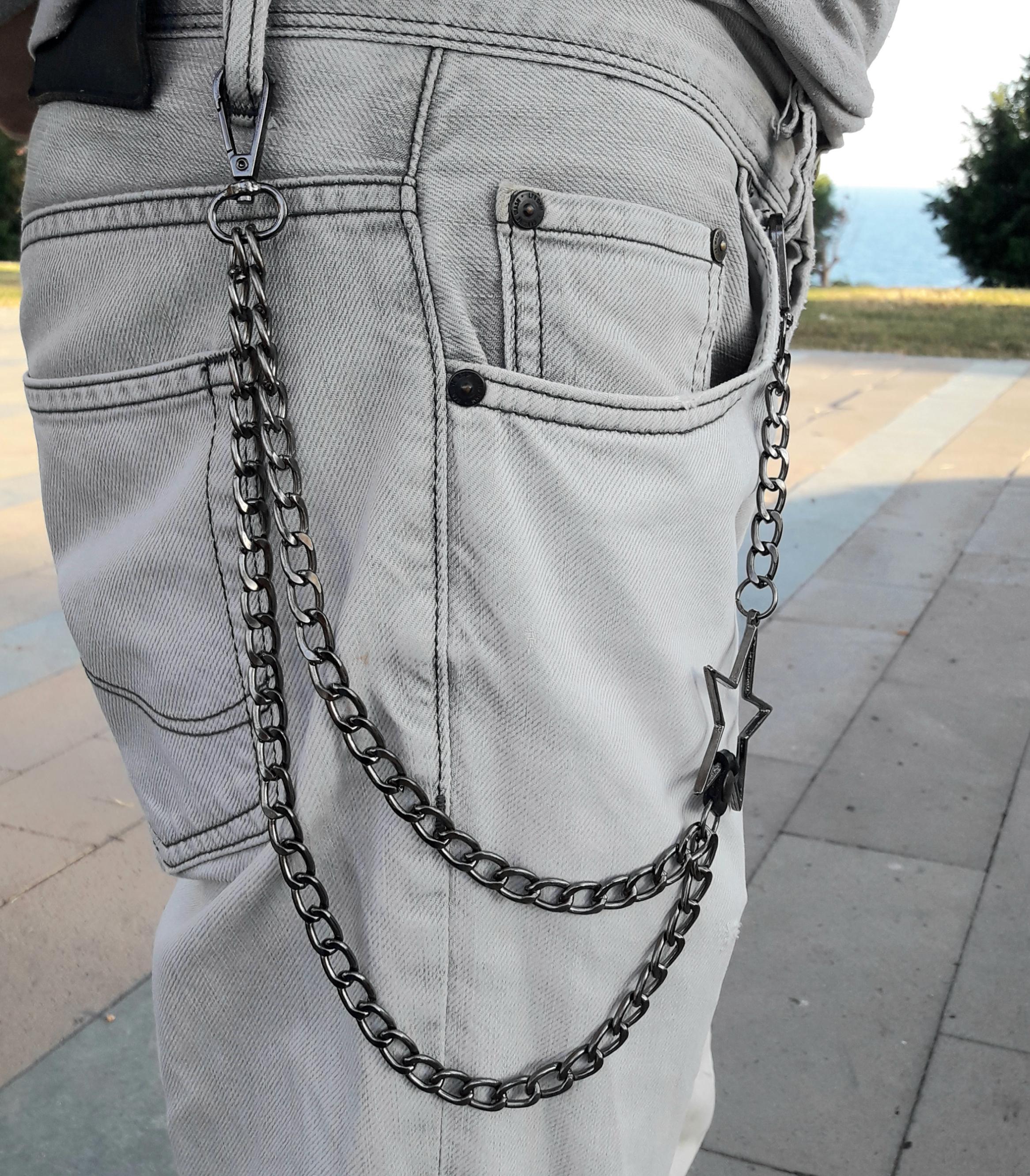 Metal Punk Rock Layered Chain Keychains for Men Women Waist Key Chain ...