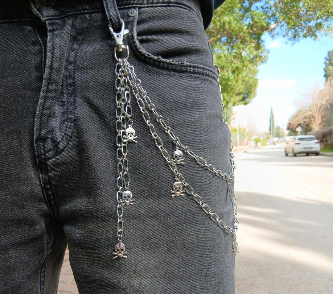 Metal Punk Rock Layered Chain Keychains for Men Women Waist Key Chain ...