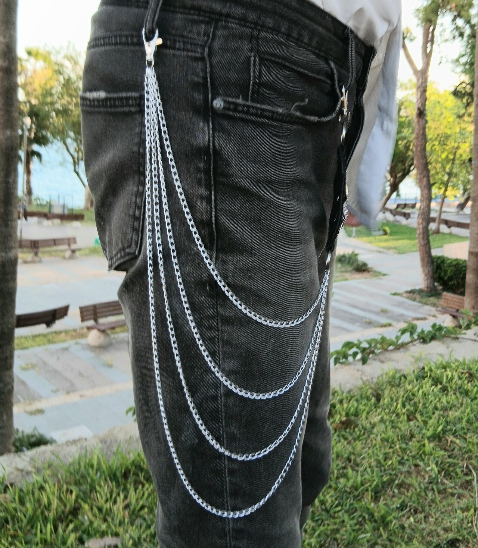 Metal Punk Rock Layered Chain Keychains for Men Women Waist Key Chain ...