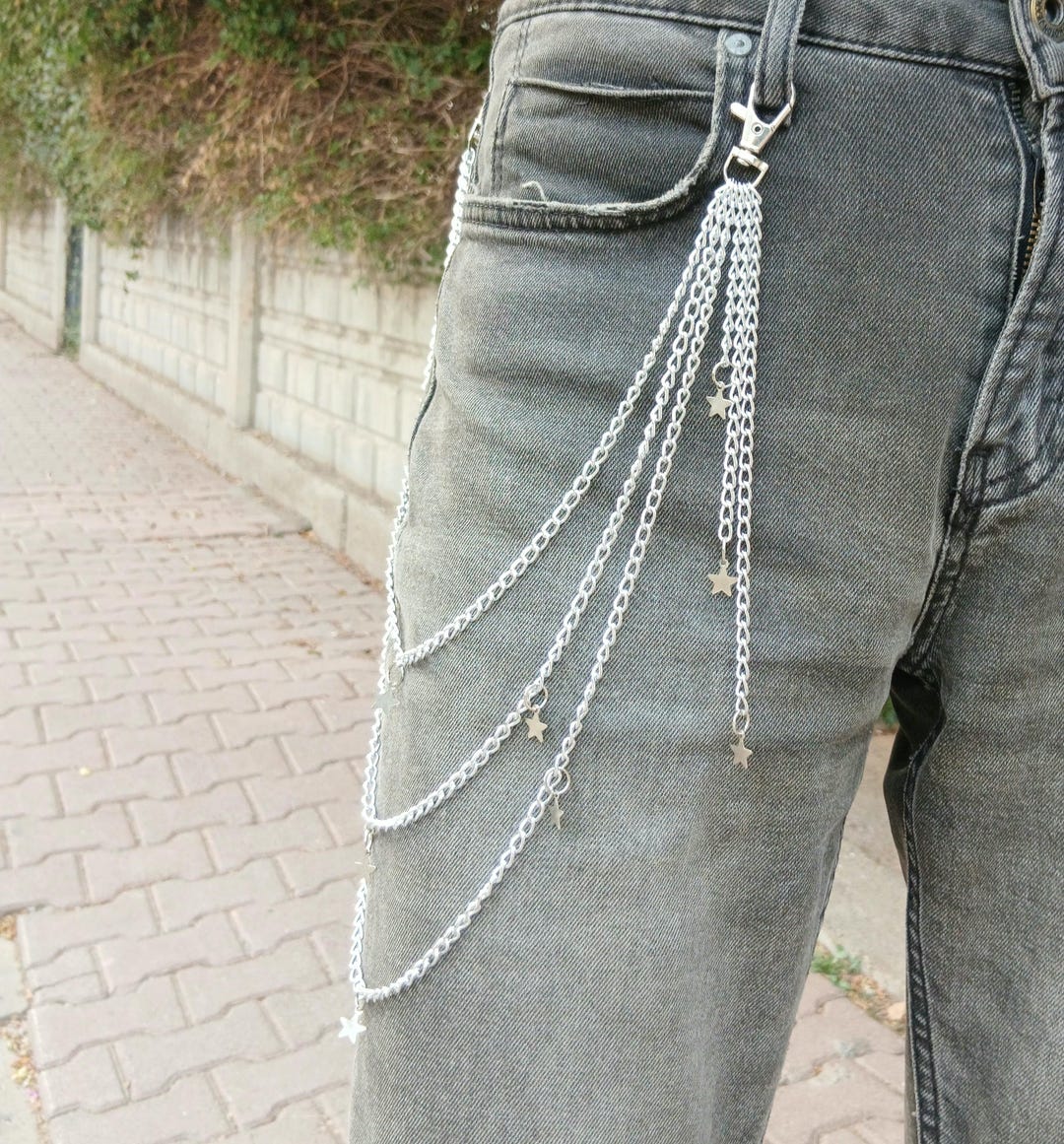Metal Punk Rock Layered Chain Keychains for Men Women Waist Key Chain ...