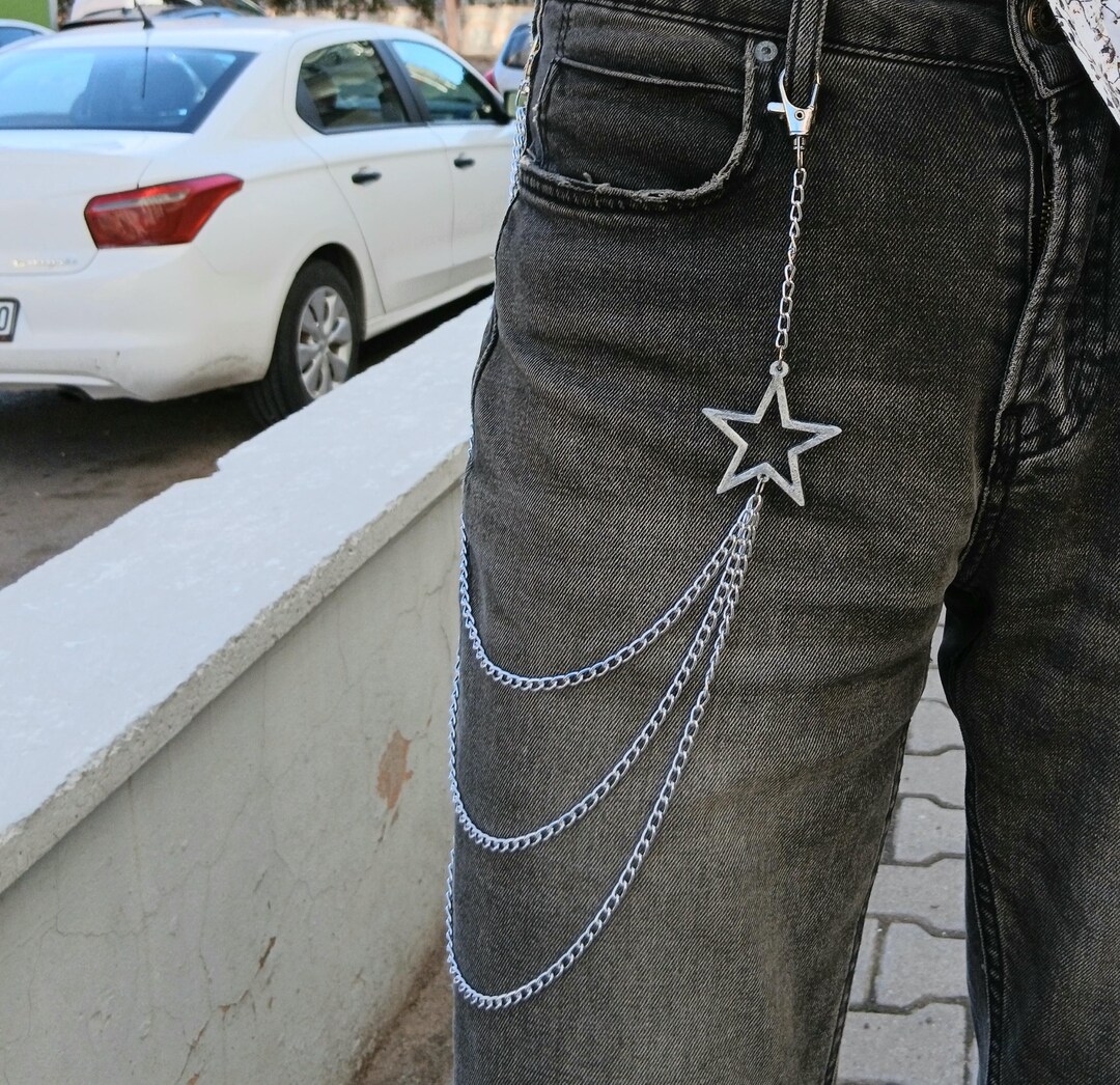Metal Punk Rock Layered Chain Keychains for Men Women Waist Key Chain ...