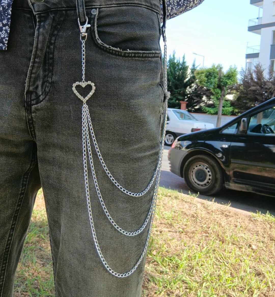 Metal Punk Rock Layered Chain Keychains for Men Women Waist Key Chain ...