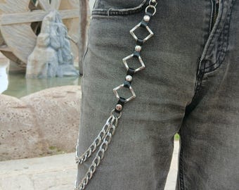 Metal Punk Rock Layered Spike Chain Keychains for Men Women Waist Key ...