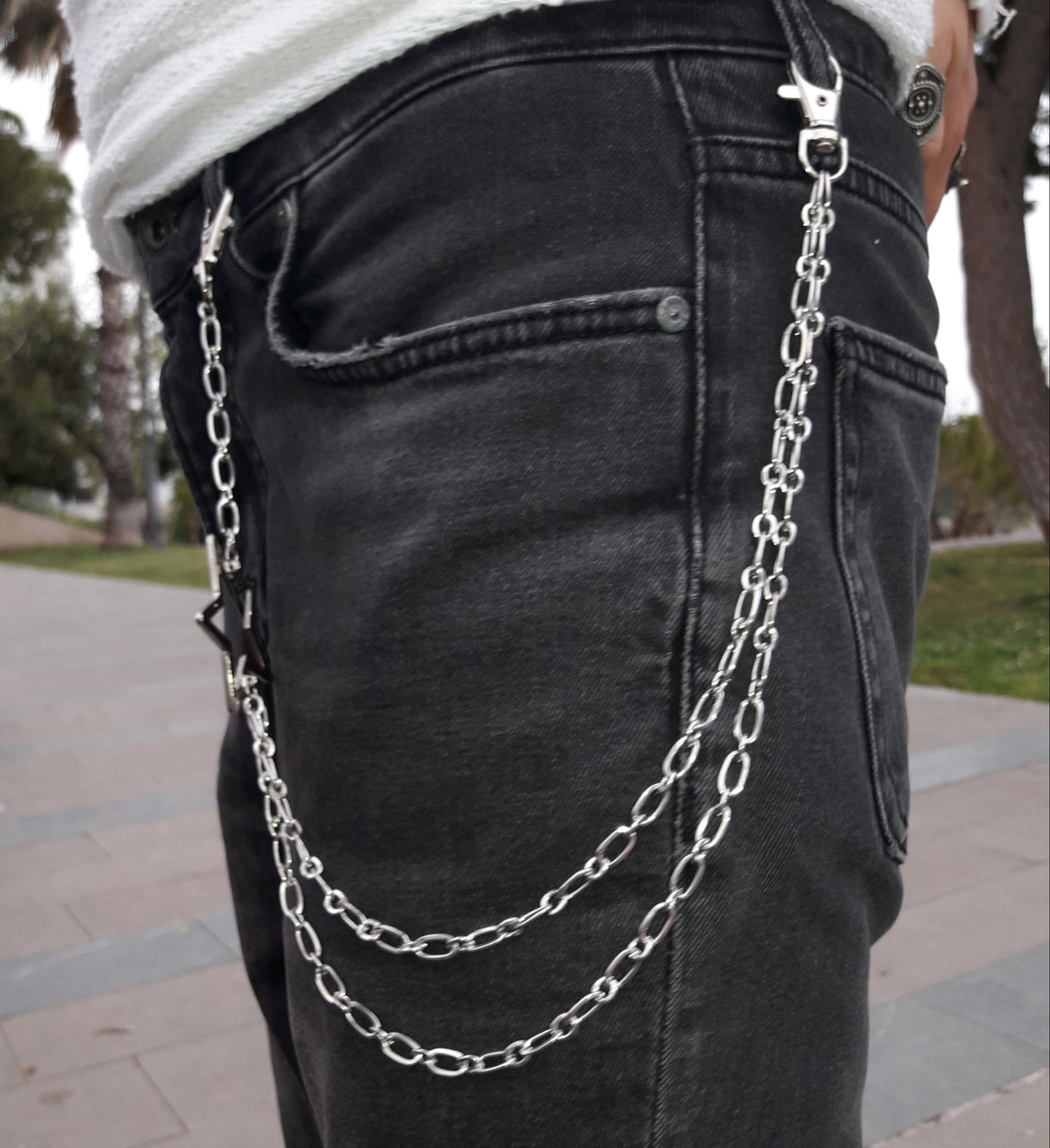 Metal Punk Rock Layered Chain Keychains for Men Women Waist Key Chain ...