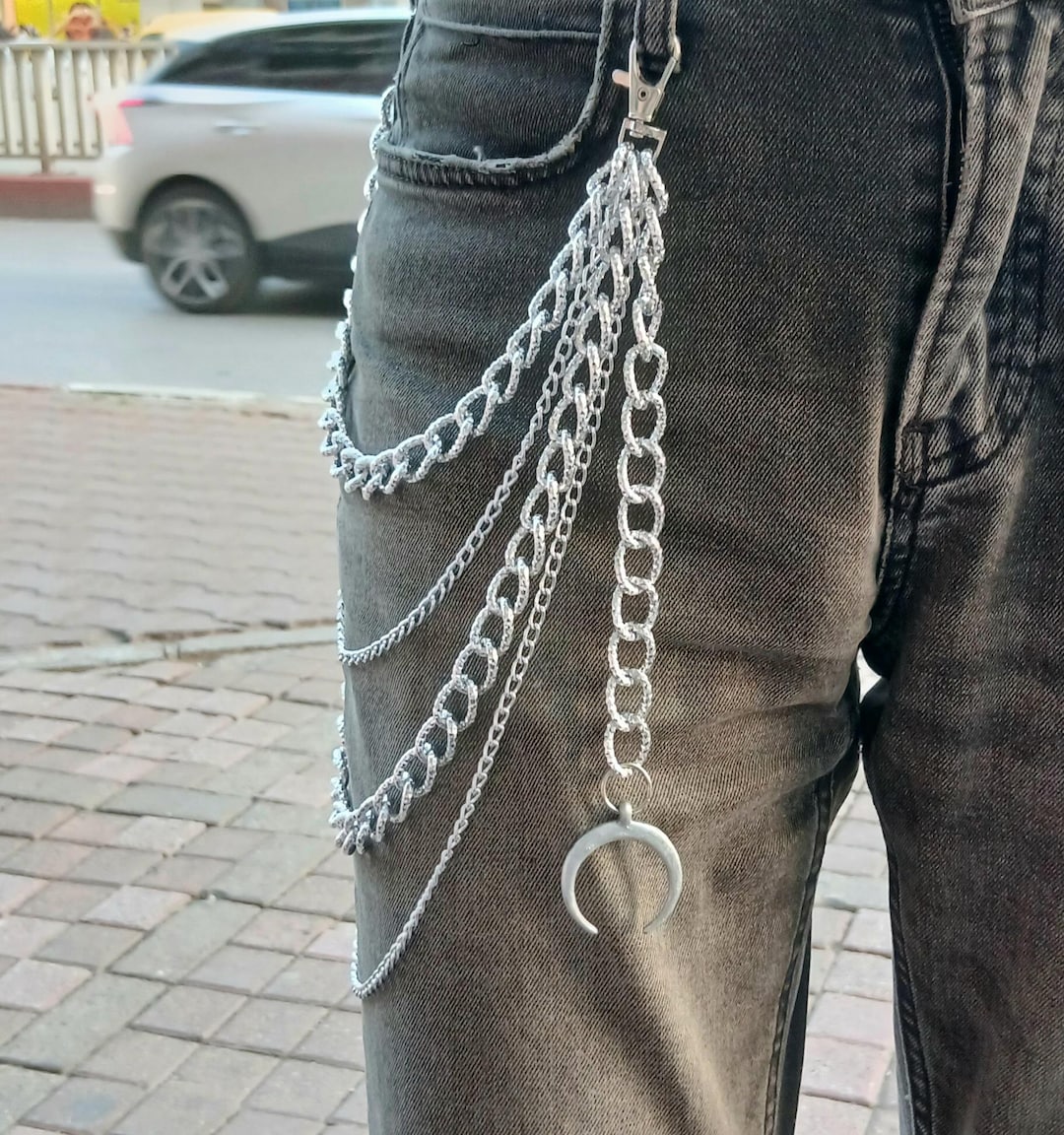 Metal Punk Rock Layered Chain Keychains for Men Women Waist Key Chain ...
