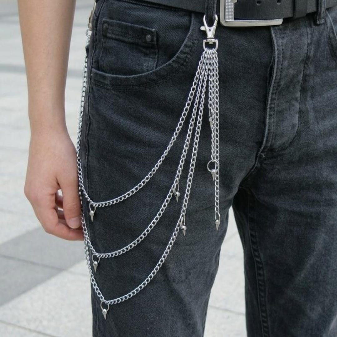Metal Punk Rock Layered Chain Keychains for Men Women Waist Key Chain ...