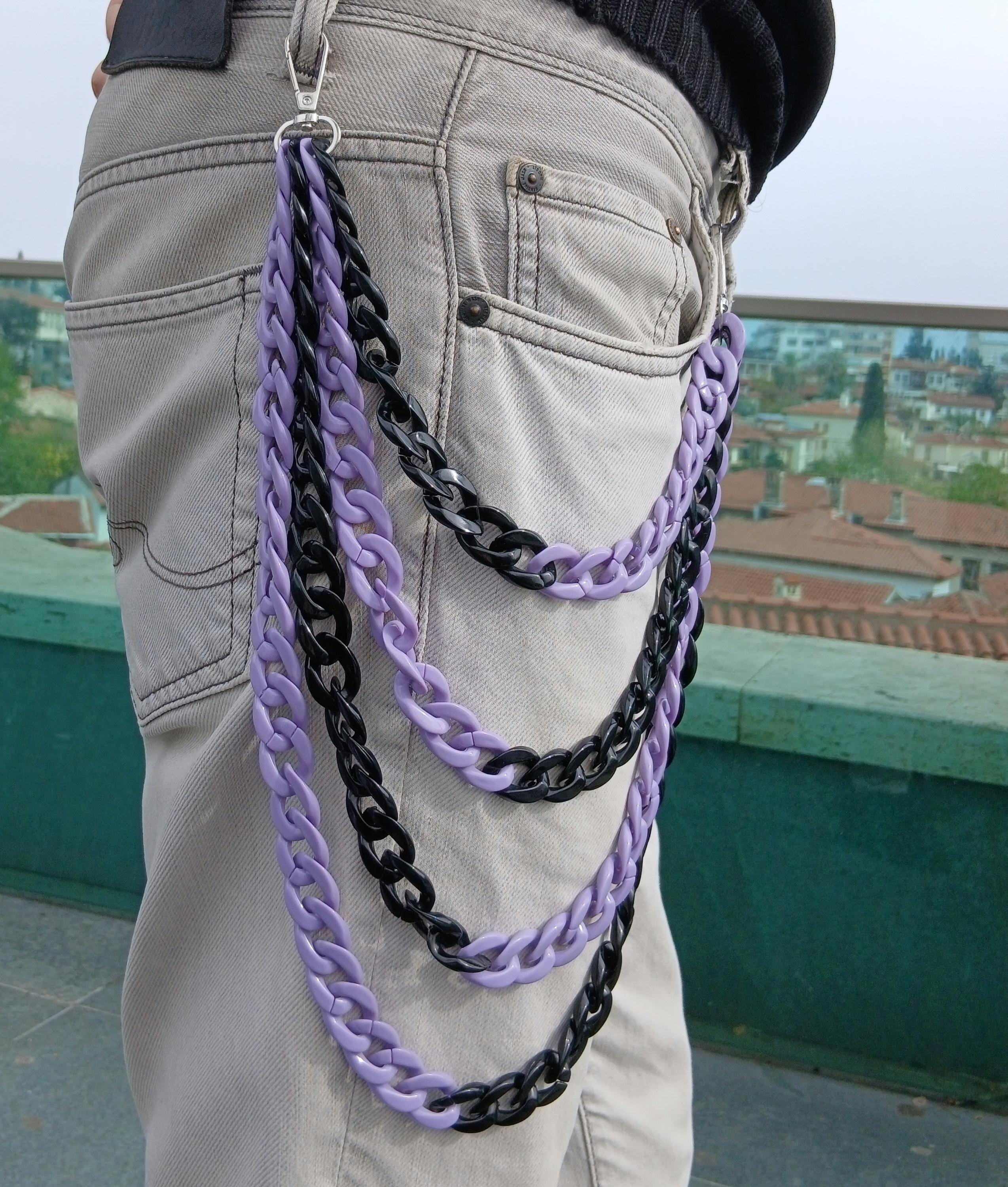 Metal Punk Rock Layered Chain Keychains for Men Women Waist Key Chain ...