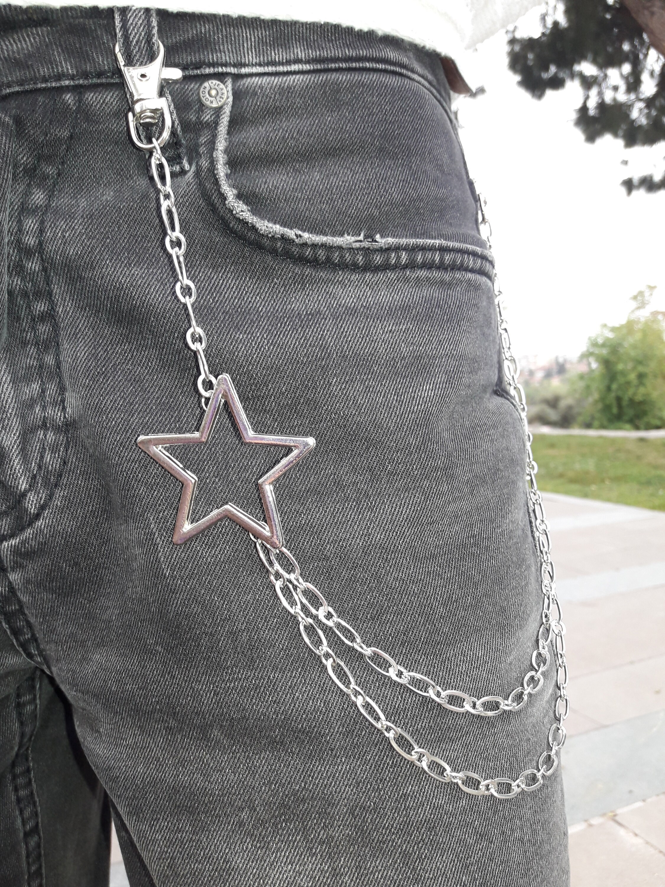 Metal Punk Rock Layered Chain Keychains for Men Women Waist Key Chain ...