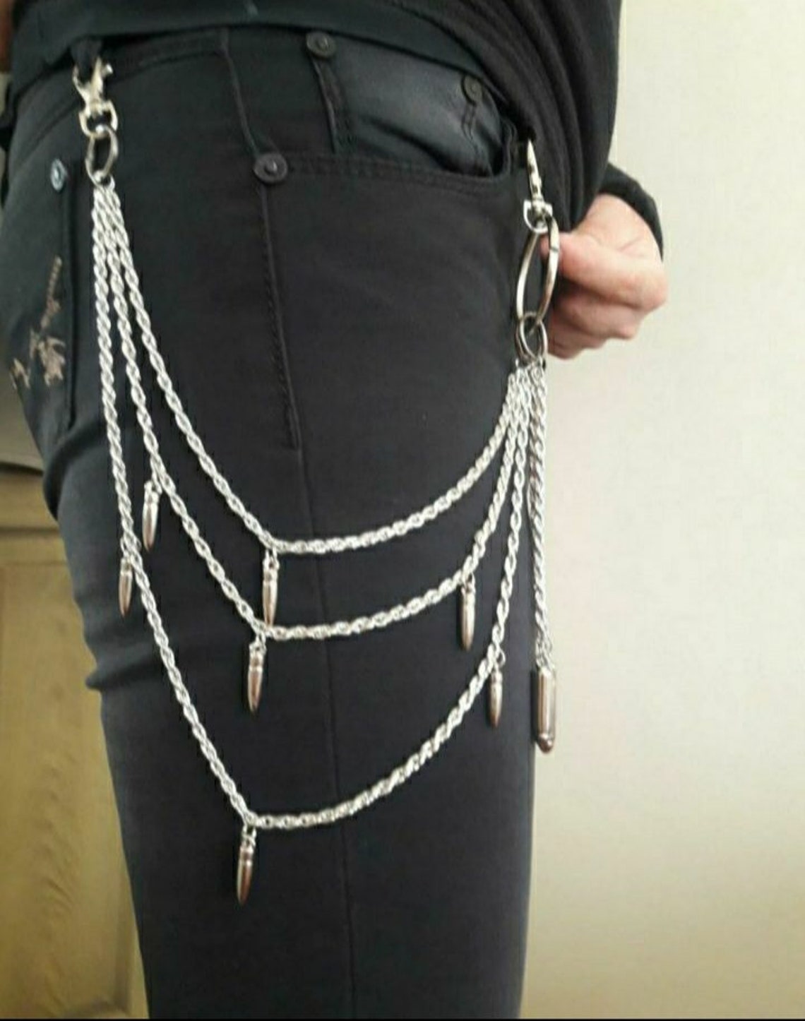 Metal Punk Rock Layered Bullet Chain Keychains for Men Women - Etsy