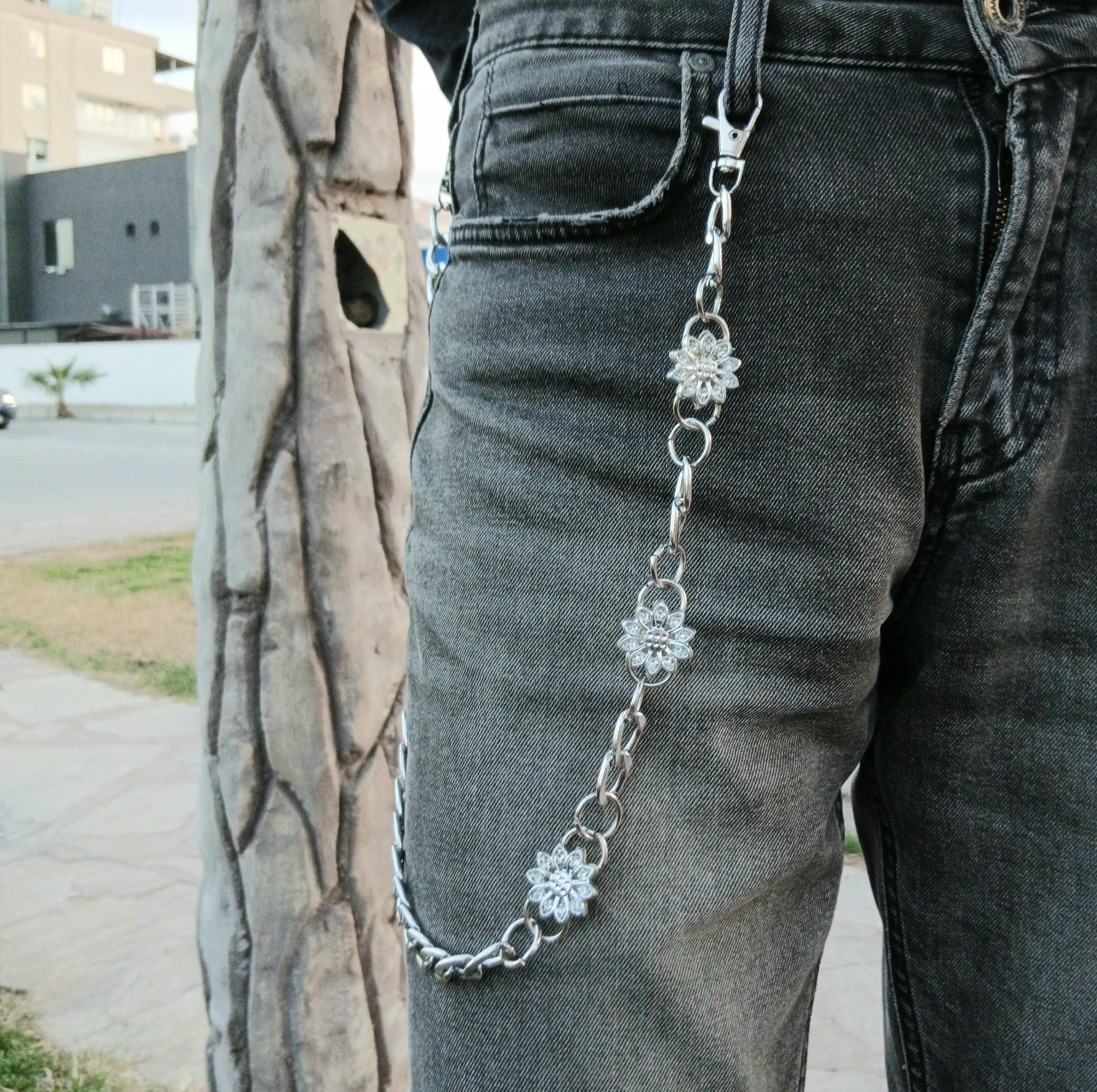 Metal Punk Rock Layered Chain Keychains for Men Women Waist Key Chain ...