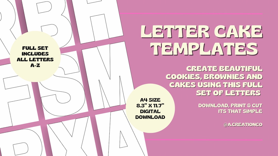Letter Cake Templates, Digital Download, Letters A-Z - Etsy