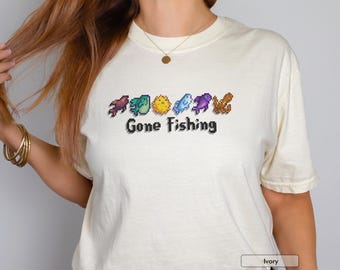 Gone Fishing Stardew Valley Fishing Embroidered Shirt - Etsy