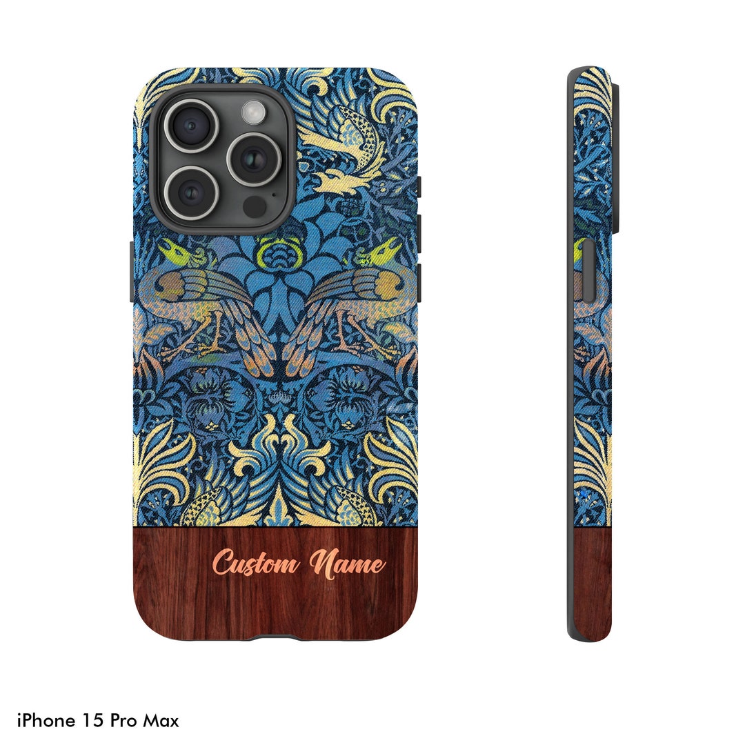 Botanical Textile Phone Case, Blue Floral Design Personalised Phone ...