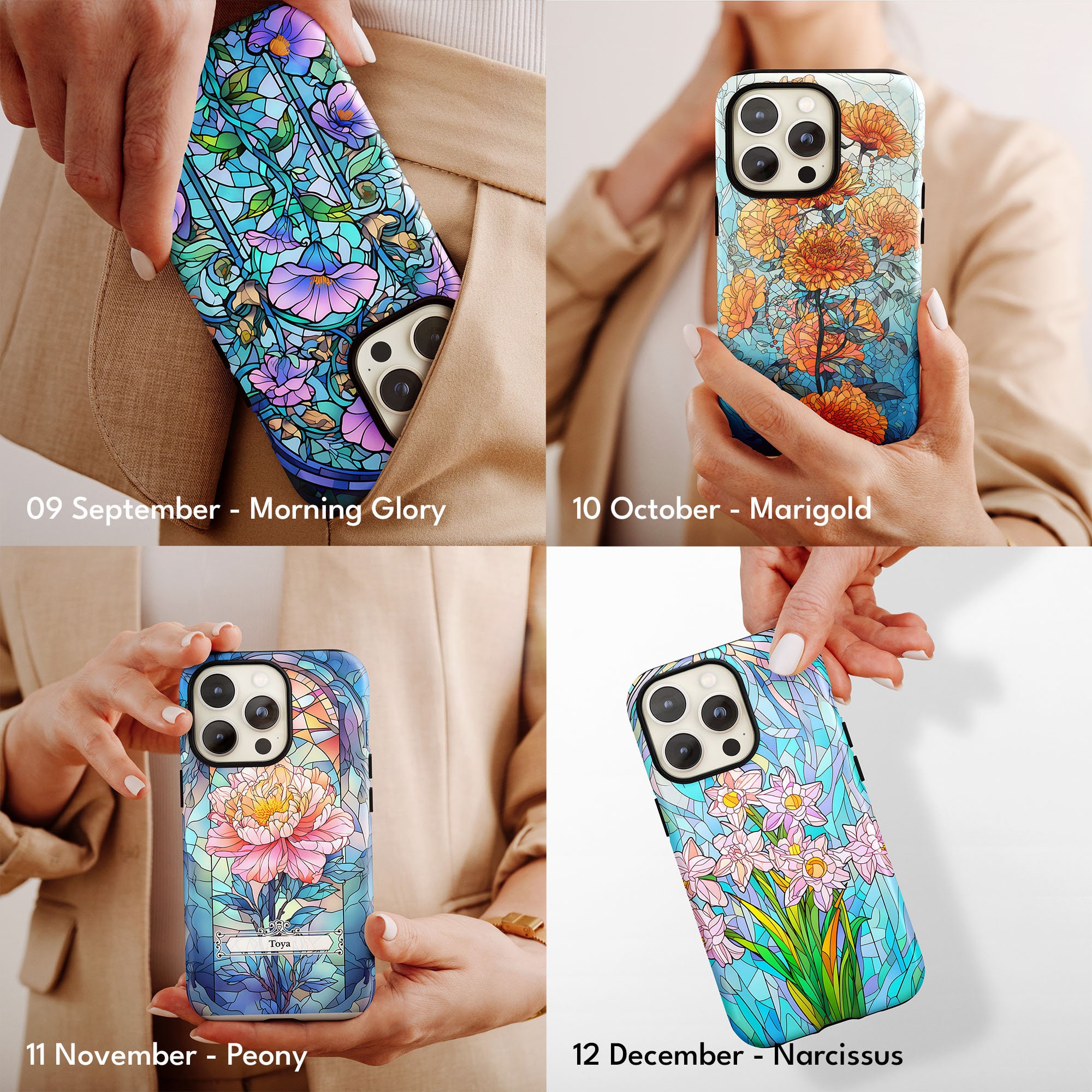 Custom Birth Month Flower Bouquet Phone Case With Name Birth Flower ...