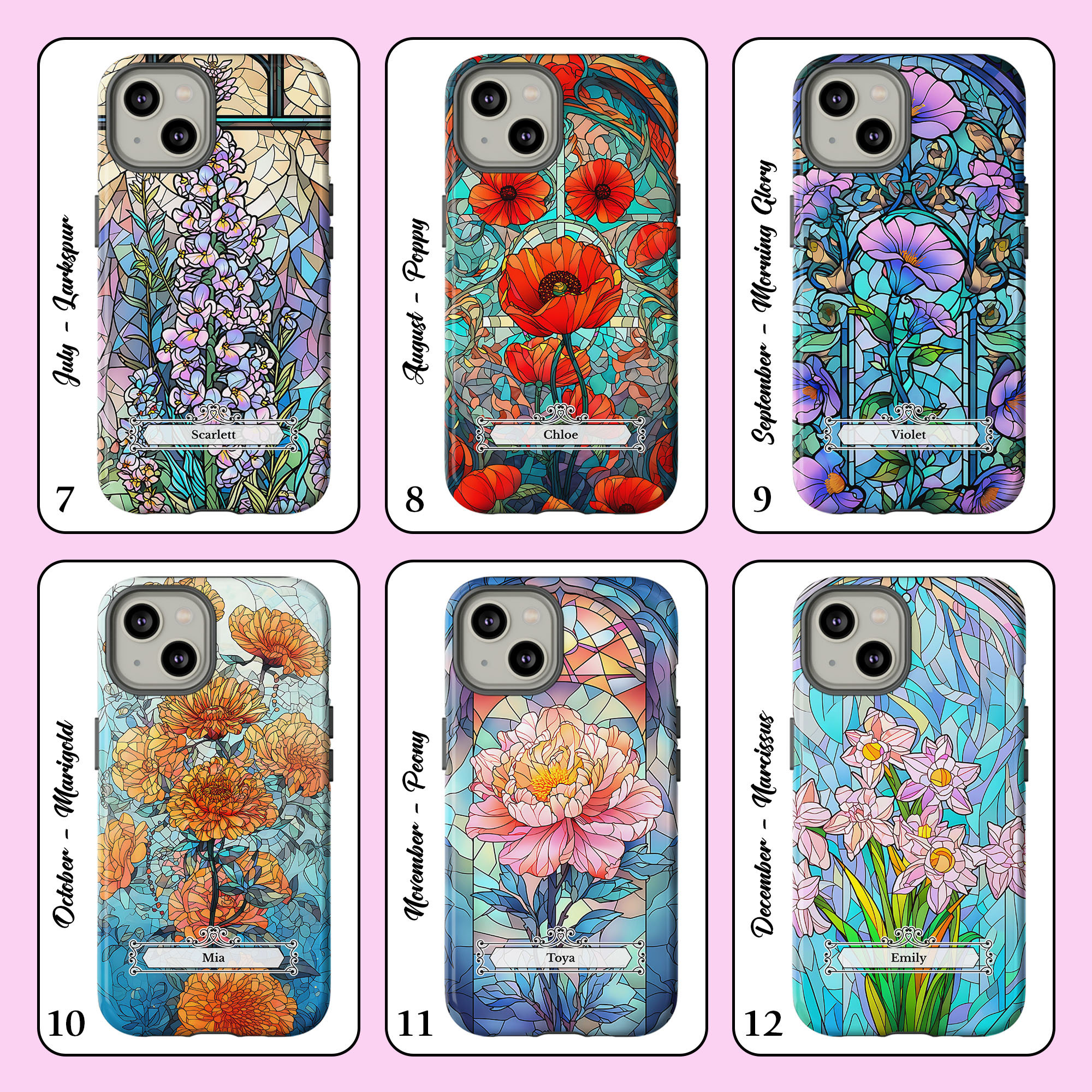 Custom Birth Month Flower Bouquet Phone Case With Name Birth Flower ...