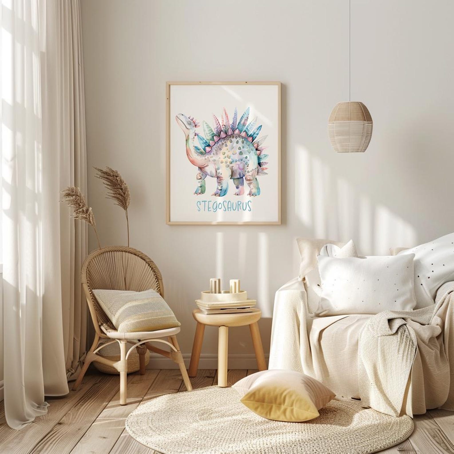 Stegosaurus Poster, Watercolour Dinosaur Poster Nursery Room, Dinosaur ...