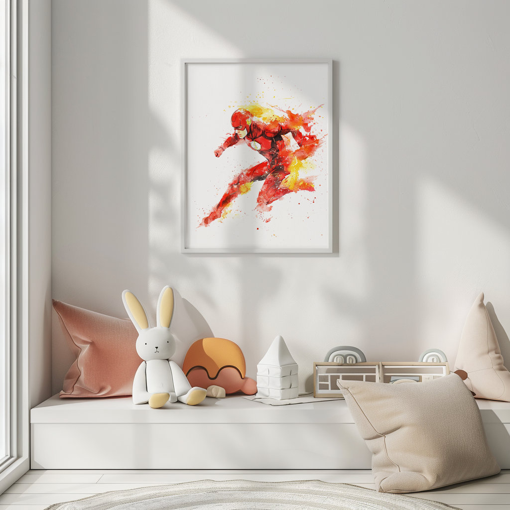 The Flash Poster Art Watercolor Art the Flash Poster Superhero Avengers ...