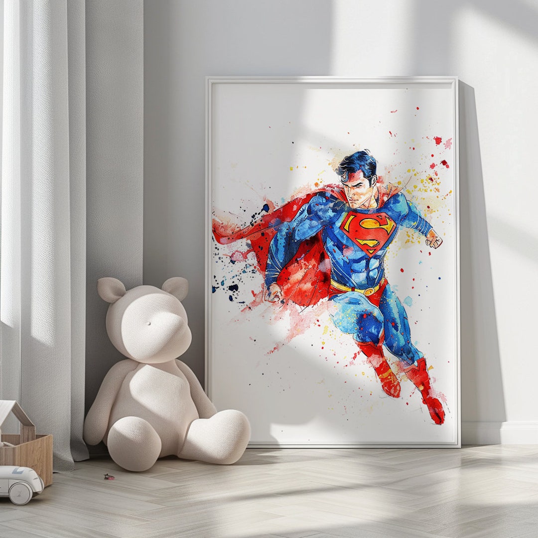 Superman Printable Art Watercolor Art Superman Print Poster Superhero ...