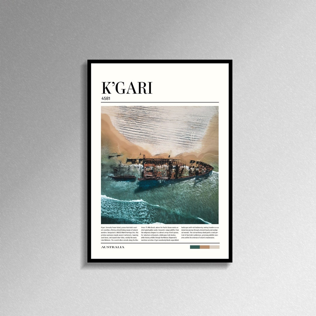 Digital Download of K'gari, Queensland, Australia | Travel Poster ...