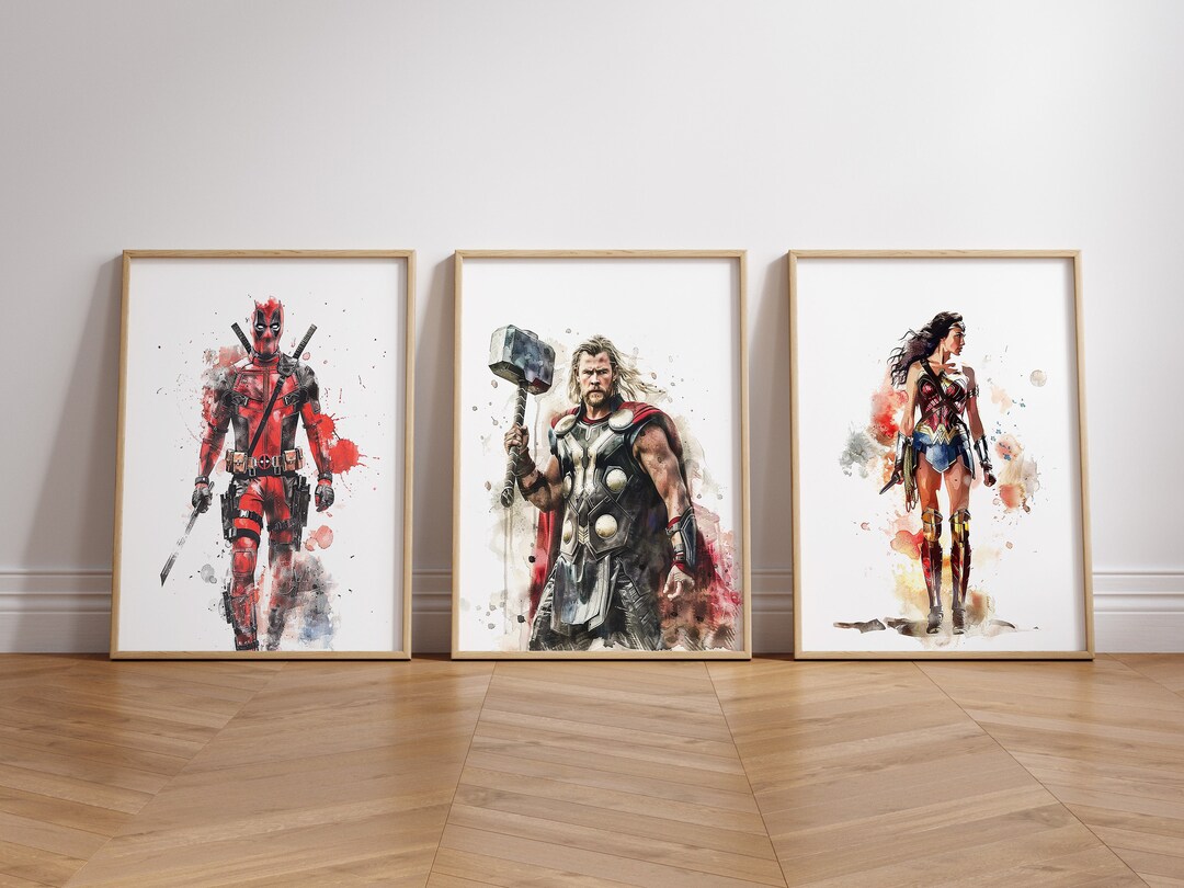 Erstellen Sie Ihr eigenes Set mit 3 druckbaren Kunstwerken, Aquarell ...