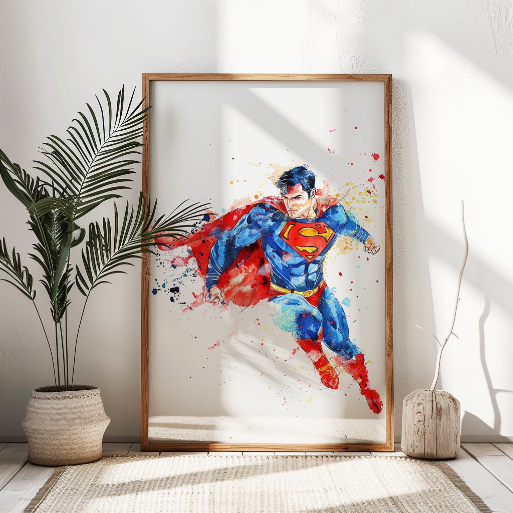 Superman Poster Art Watercolor Art Super Man Poster Superhero Avengers ...