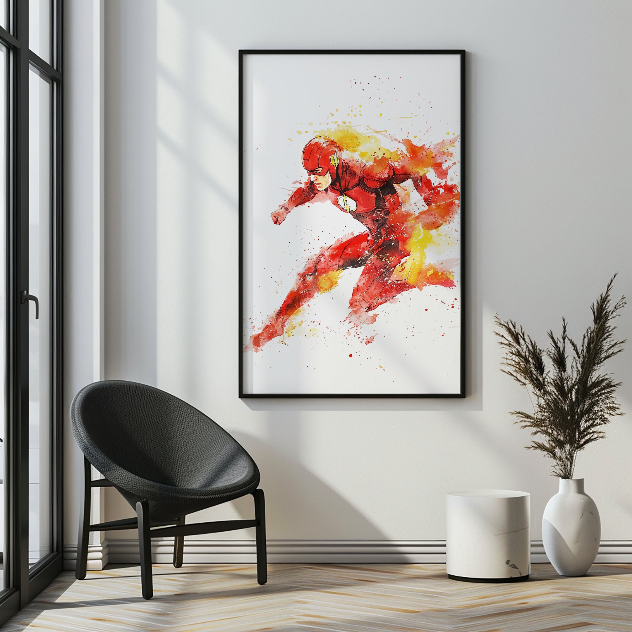 The Flash Poster Art Watercolor Art the Flash Poster Superhero Avengers ...