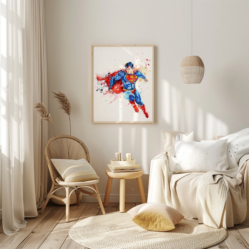 Superman Poster Art Watercolor Art Super Man Poster Superhero Avengers ...