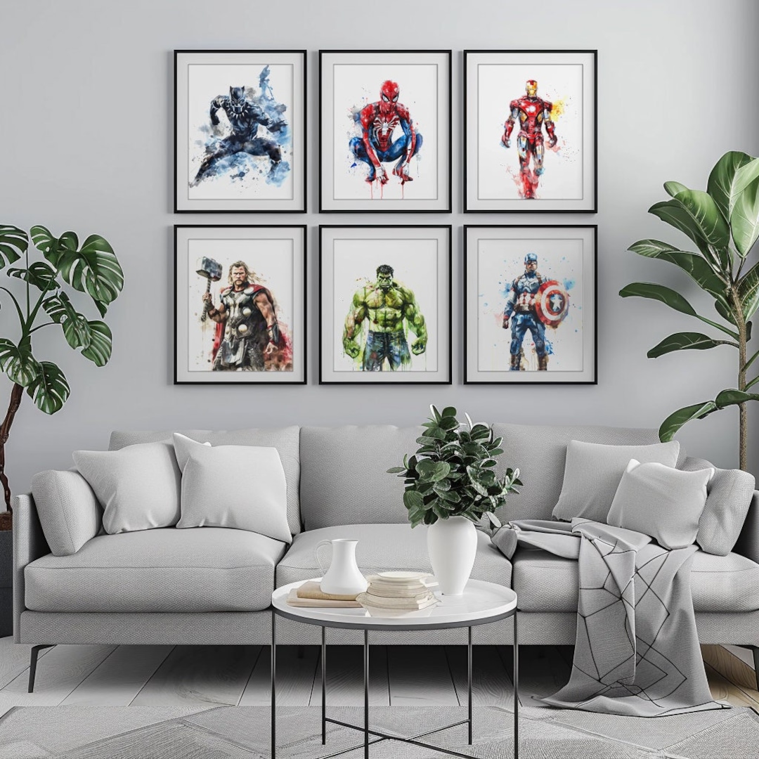 Set of 6 Avengers Printable Art Watercolor Art Print Poster Superhero ...