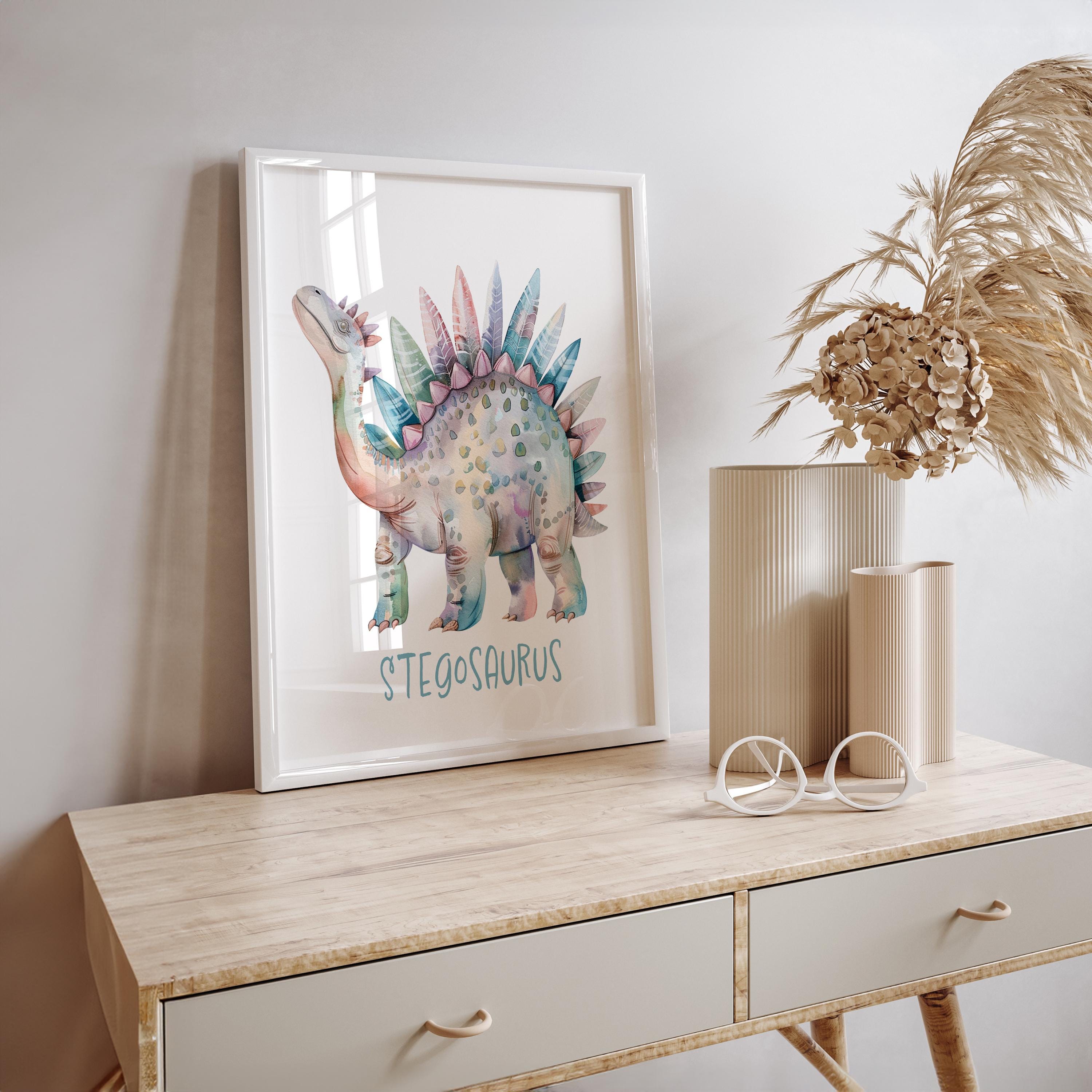 Stegosaurus Poster, Watercolour Dinosaur Poster Nursery Room, Dinosaur ...