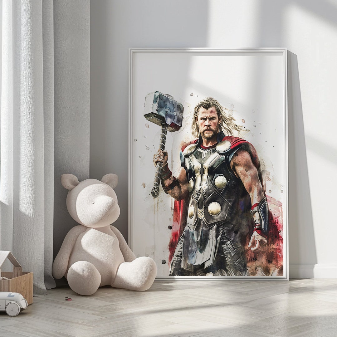 Thor Poster Art Watercolor Art Thor Poster Superhero Avengers Marvel ...