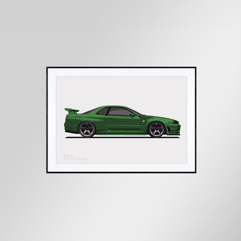 Nissan R34 GTR Skyline Car Poster Digital Download Wall Art for Kids ...