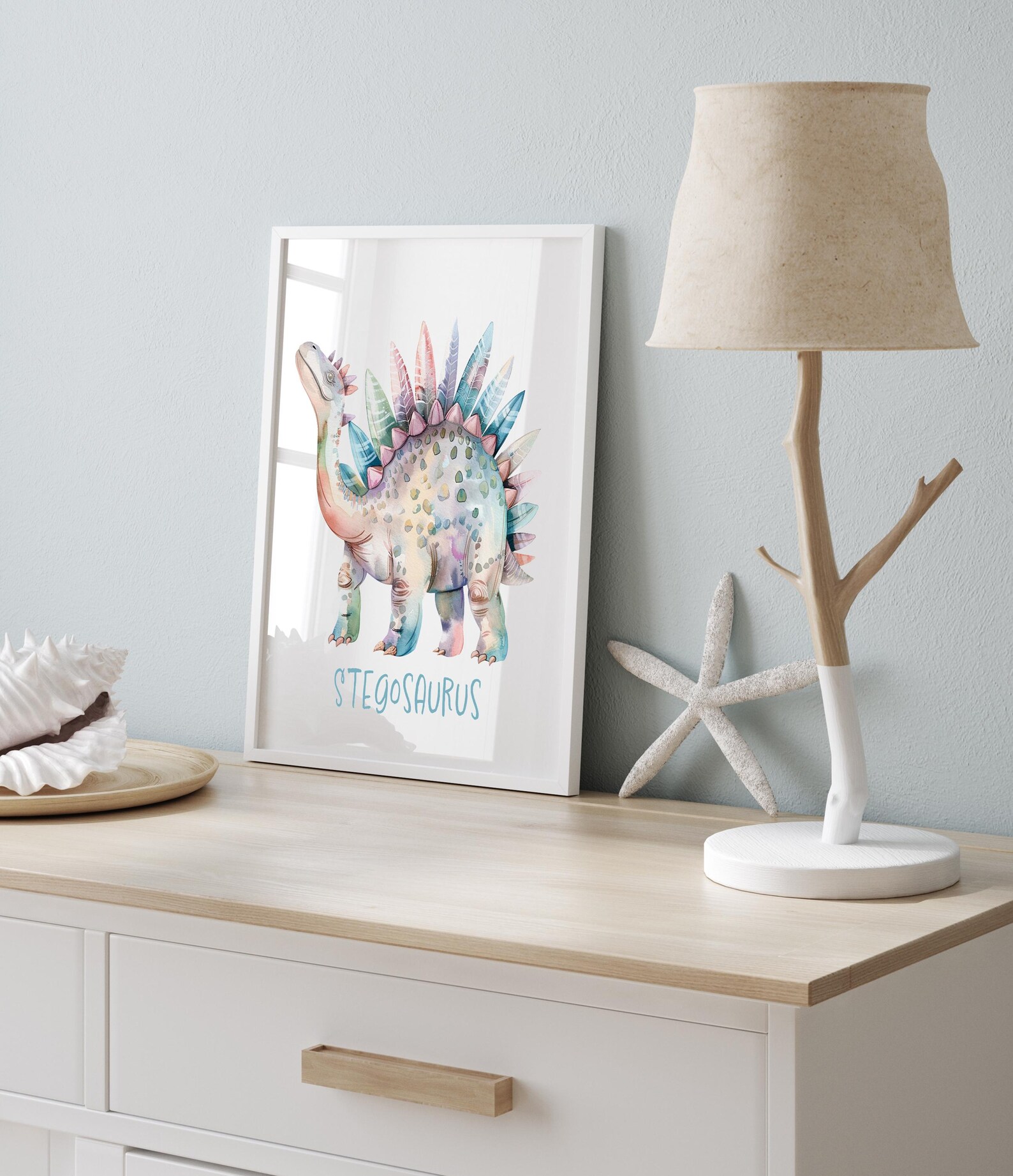 Stegosaurus Poster, Watercolour Dinosaur Poster Nursery Room, Dinosaur ...