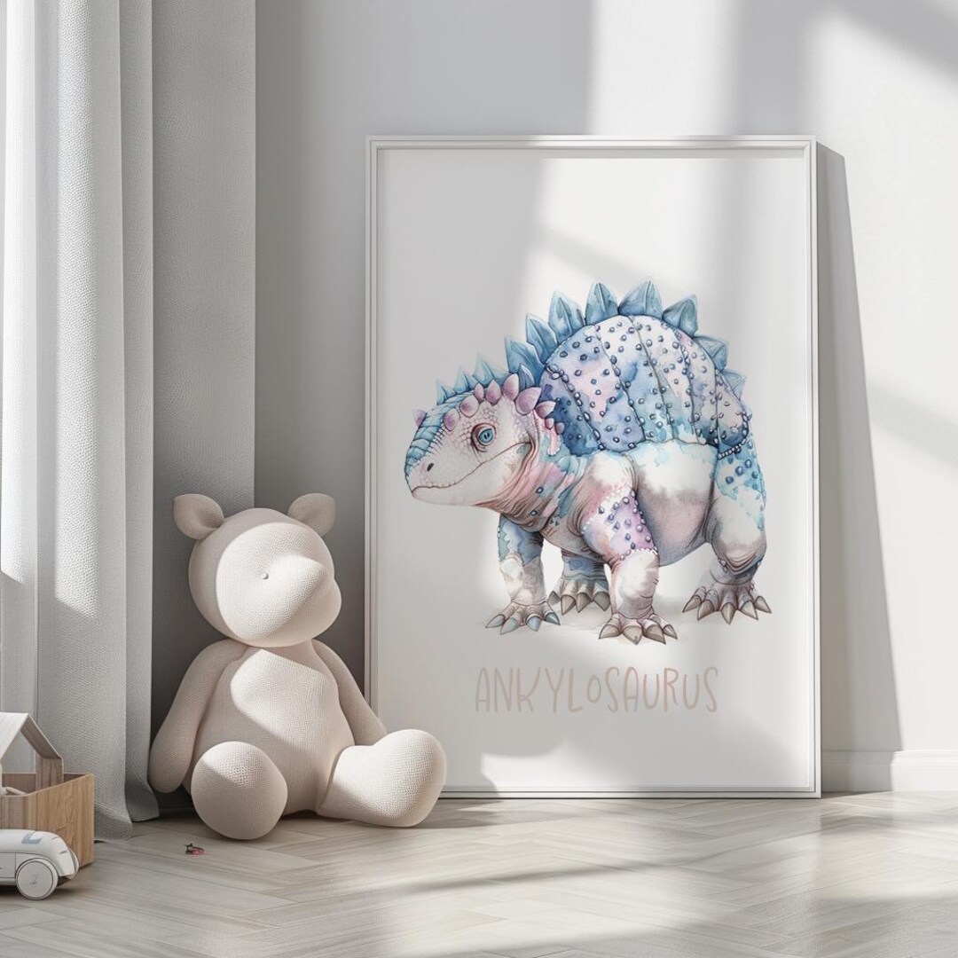 Ankylosaurus Poster, Watercolour Dinosaur Poster Nursery Room, Dinosaur ...