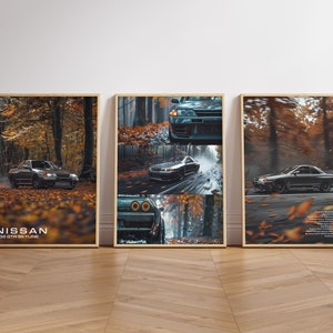 Grey Nissan R32 GTR Skyline Poster Set - 3 Photo Digital Download for ...