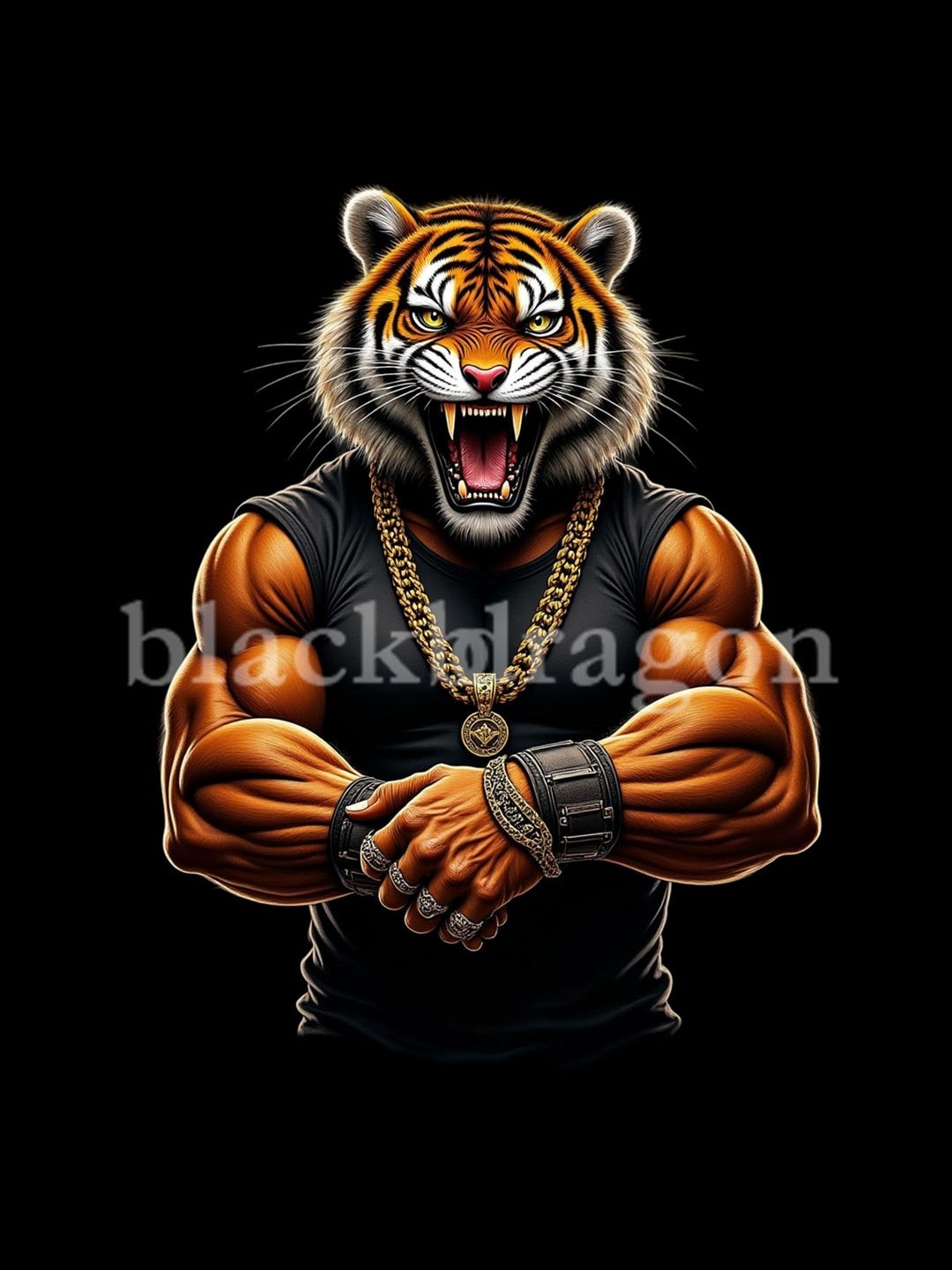 Gangster Tiger Design - Printable Muscular Wildcat Digital Art for T ...