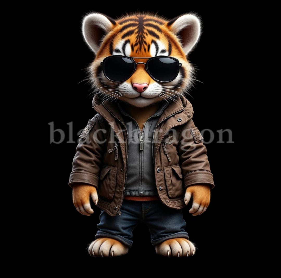 Cool Tiger Design - Printable Hipster Tiger Digital Art for T-shirts ...