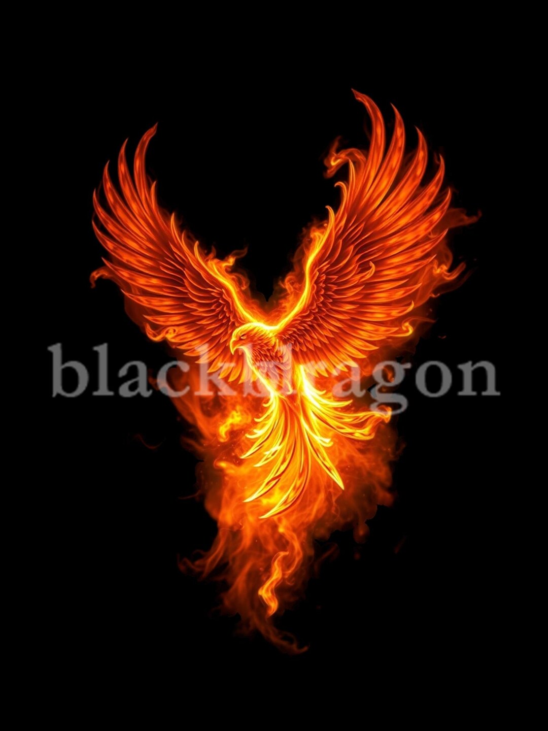Fiery Phoenix Design - Printable Firebird Digital Art for T-shirts ...